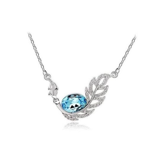 Collier Plume d'Ange Cristal Bleu Turquoise - Achat / Vente sautoir et ...