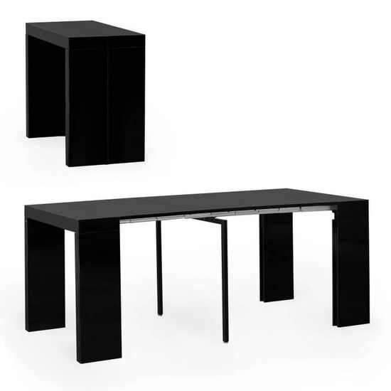 Table console extensible noir 8 personnes ESTELLE - Cdiscount Maison