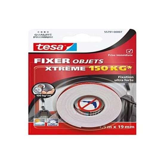 Adhésif Double-face Fixation Ultra-forte 150kg 1,5m X 19mm [537 ...