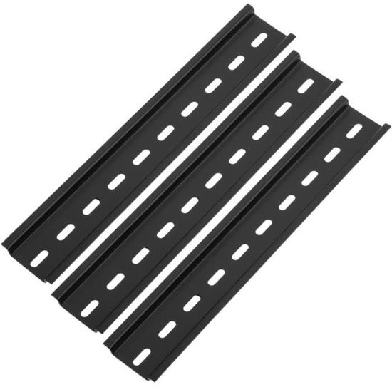 BeMatik Lot de 3 rails DIN 200mm noirs rail 35 x 15 mm perforé ...