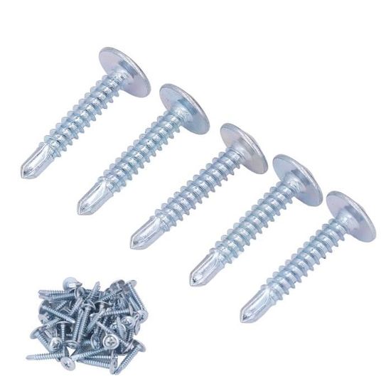 JIE Vis Autoperceuse À Tête Ronde 50Pcs Vis Auto-Perceuses Quincaillerie Tournevis Queue De ...