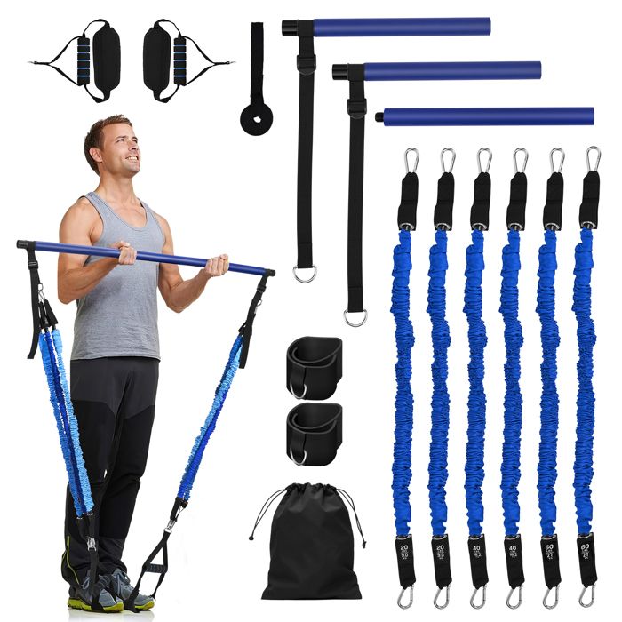 KIT Elastique Musculation with Barre Pilates, 6 Bande Elastique ...