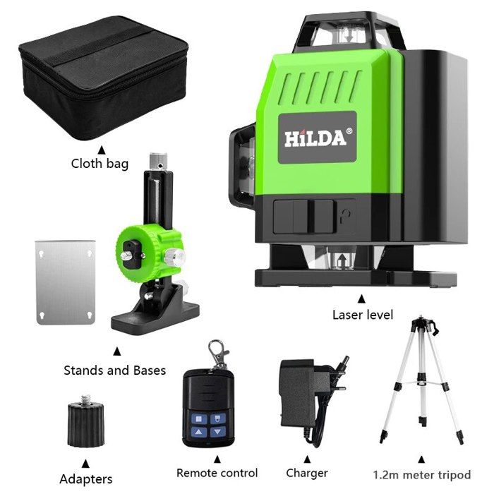 HILDA - Niveau laser 360 auto-nivelant 16 lignes,laser vert à croix ...