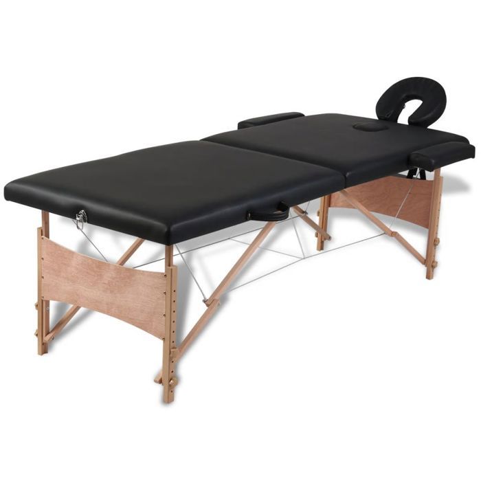 Table pliable de massage 2 zones avec cadre en bois noir - Cdiscount Santé - Mieux vivre