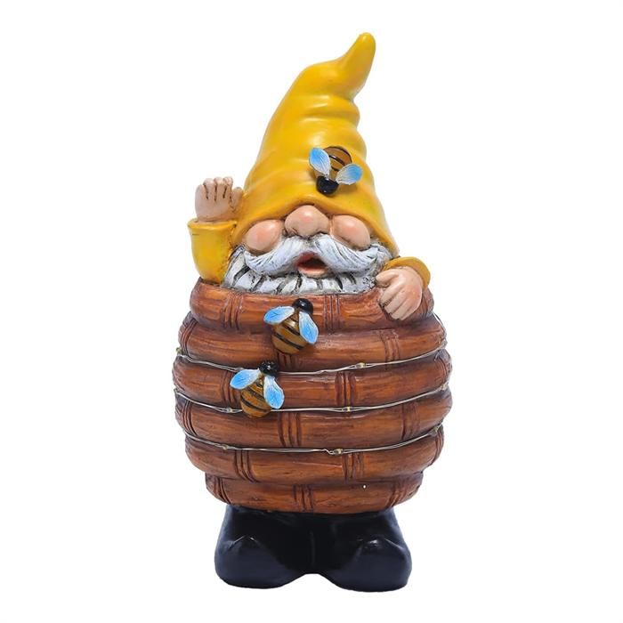 Statue de de Jardin Solaire, Figurine Amusante de Nains D'Abeille en Résine avec Lumière Solaire ...