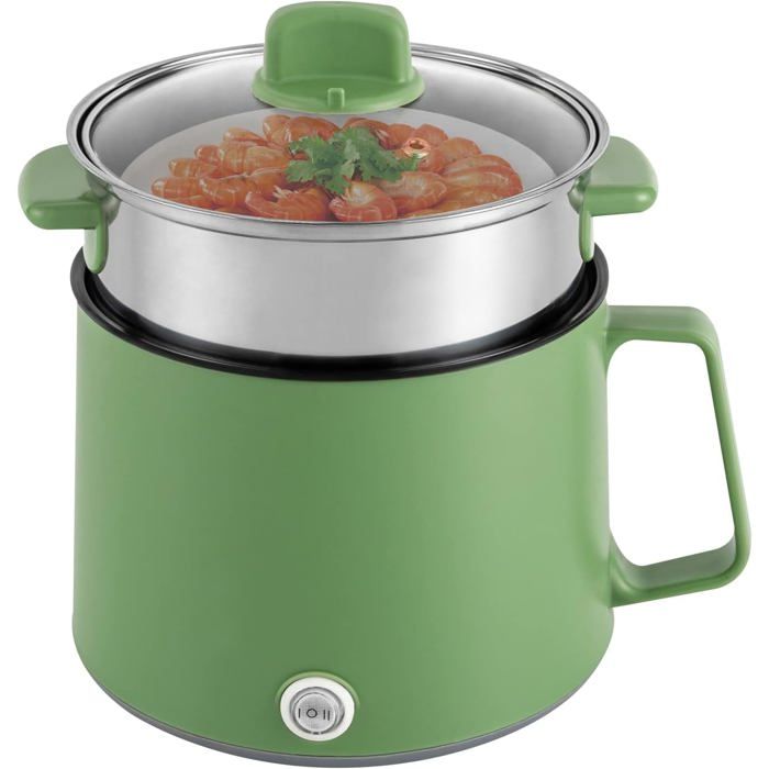Cuiseur vapeur électrique 1.7L vert portable, double contrôle puissance ...