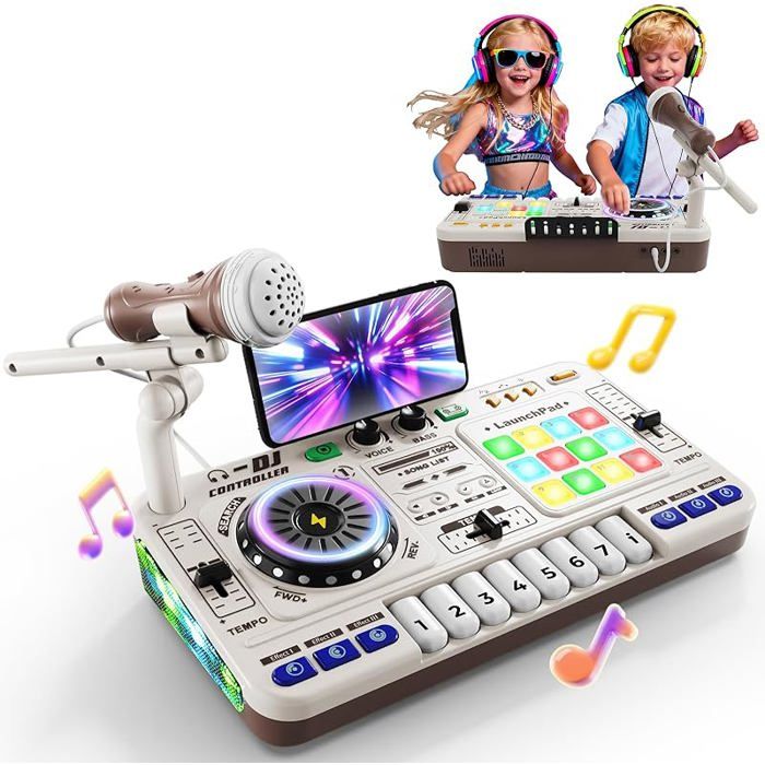 DJ Mixer Controller Table de mixage DJ pour enfants 3-12 ans Avec micro ...