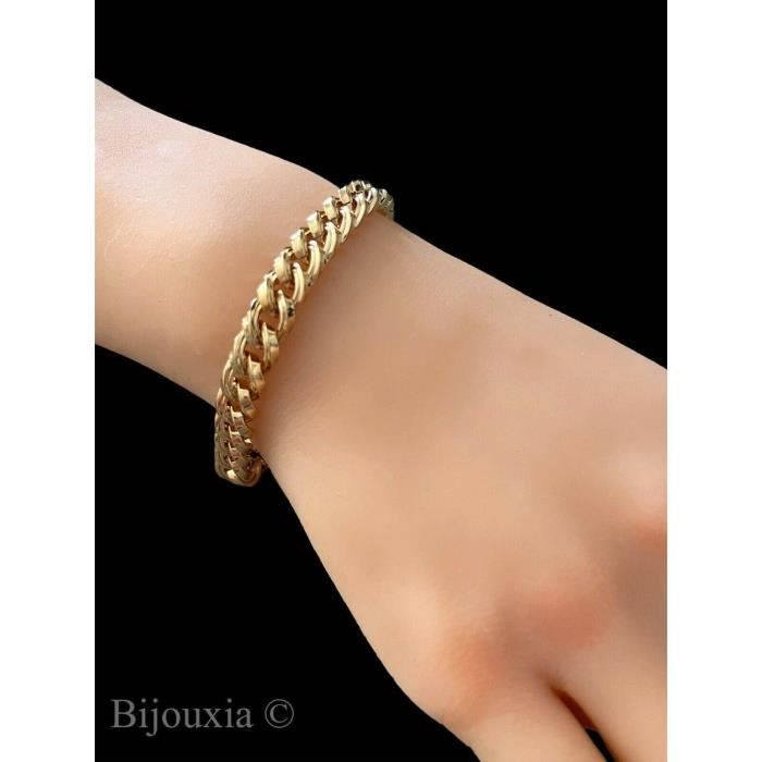 Bracelet Maille Gourmette Entrelacée Large 19CM Plaqué or - MIXTE ...