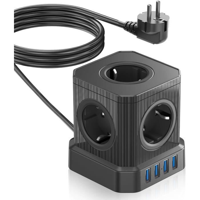 Multiprise Cube 5 Prises Avec 4 Usb Ports, 9 In 1 Rallonge Multiprise ...
