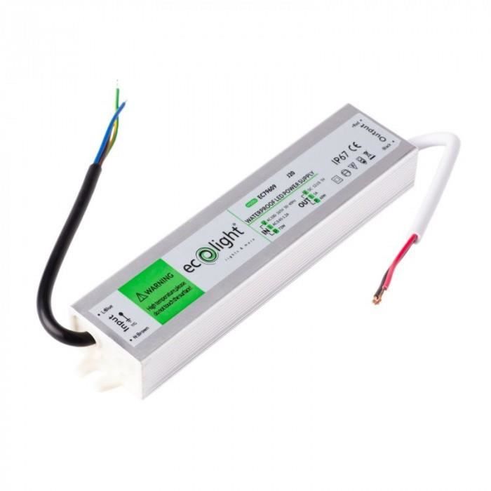 Transformateur LED étanche 60W 12V 5A 180x40x22 ECOLIGHT - Cdiscount ...