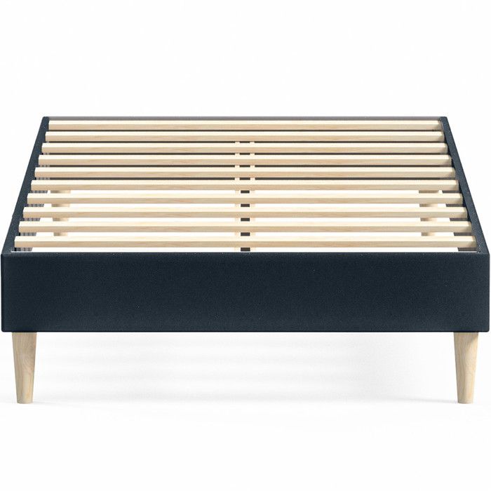 Lit adulte - HOMIFAB - Dina - Bleu nuit - Bois massif - A lattes - 1 ...