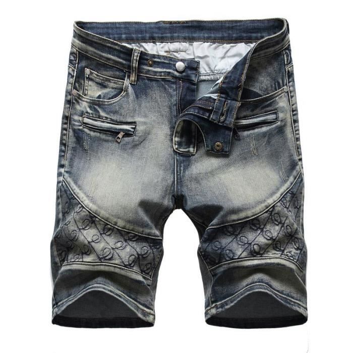 Bermuda Homme en Jean Fashion Coupe Droite Stretch Short 5 Poches Effet ...