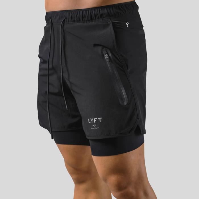 Short homme 2 en 1 Short de sport Short d'entraînement de jogging à ...
