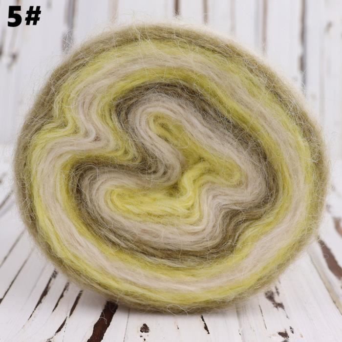 LAINE A TRICOTER,5--Fil de laine en peluche Mohair, arc en ciel Angola ...