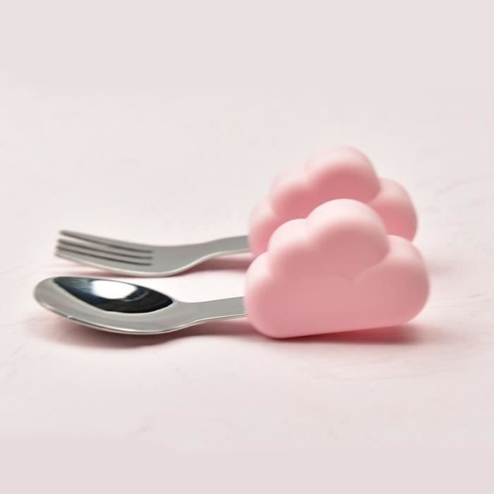 COUVERTS BEBE,Violet--Ensemble de cuillères et fourchettes en Silicone ...