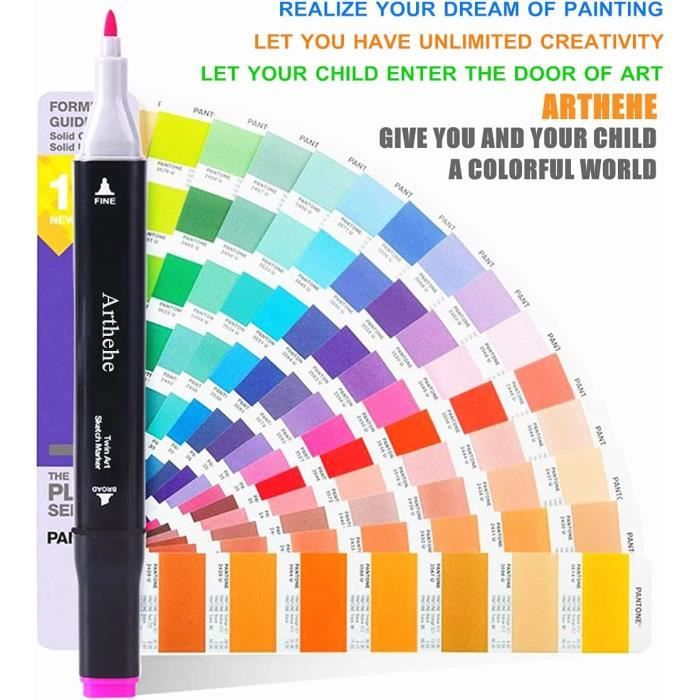 ARTHEHE Feutre a Alcool 80 Couleurs Marqueurs de Dessin Pour Adultes ...