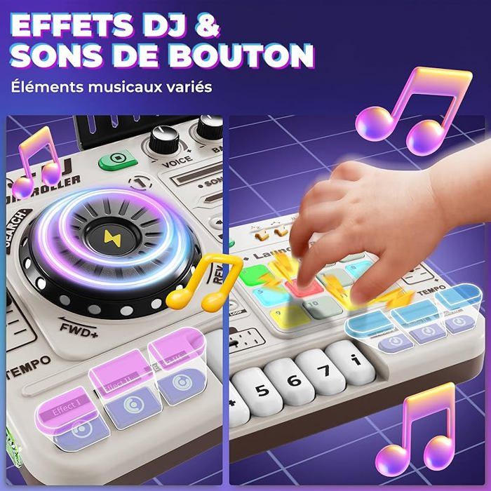 DJ Mixer Controller Table de mixage DJ pour enfants 3-12 ans Avec micro ...