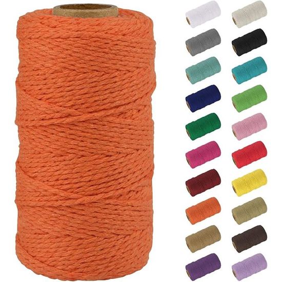 Fil Macramé de Orange 2mm x 100m: Coton Naturel - DIY Cordelette et ...