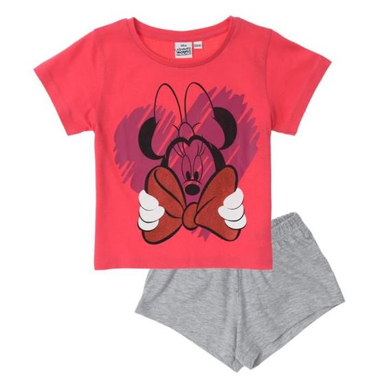 Pyjama court enfant fille Minnie Rose/gris de 4 à 12ans Rose/gris ...
