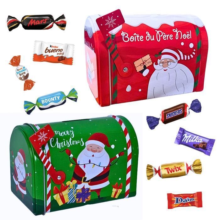2 Boites aux Lettres de Noël Rouge et Verte garnies de 40 Chocolats ...