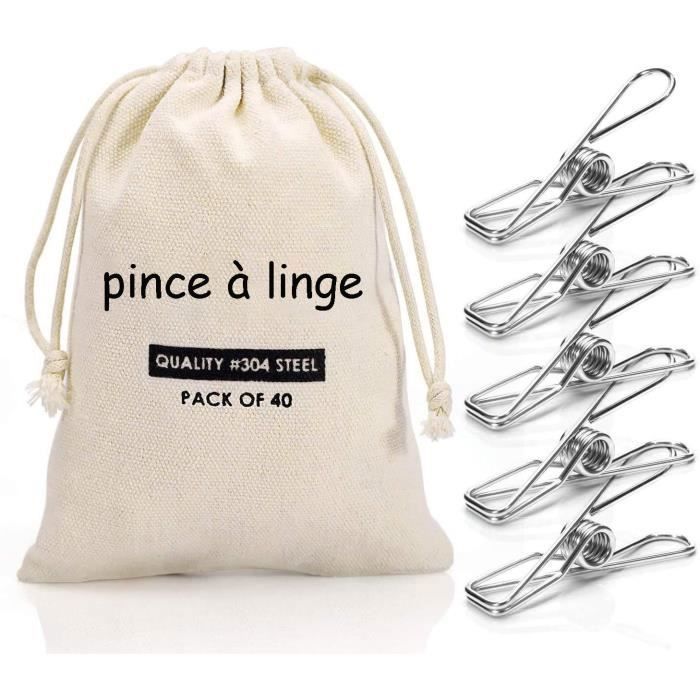 40 Lot de Pince a Linge inox - 62mm Epingle a Linge - Coupe-vent et ...