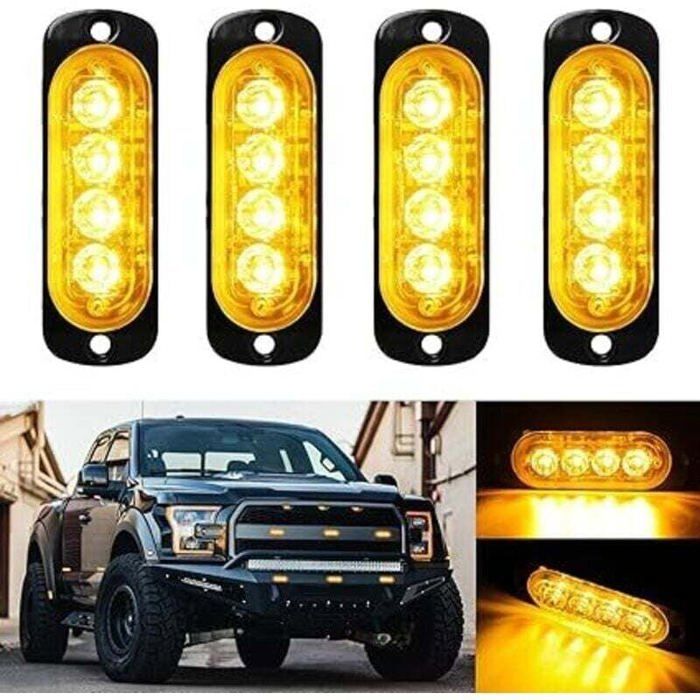 12V 24V Feux Stroboscopique Feux latéraux, 4PCS 4 LEDs Lampe Flash ...