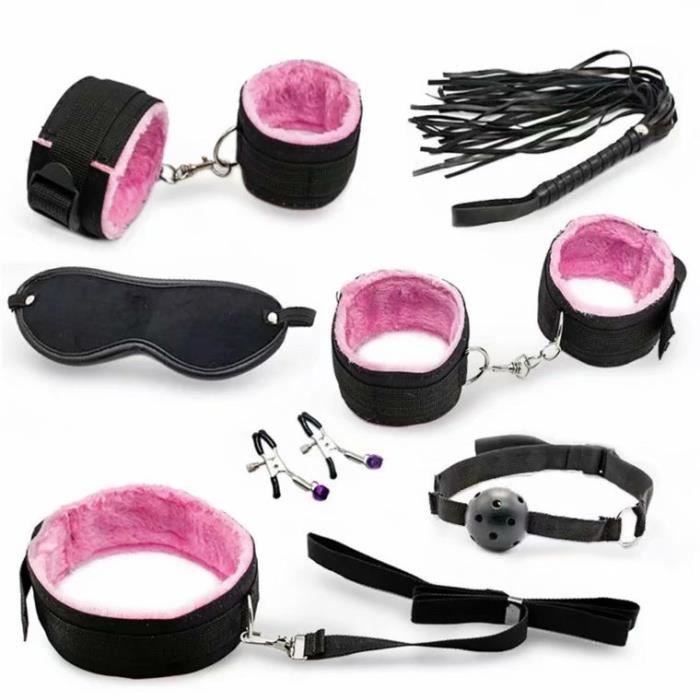Nylon 7pcs Rose Ensemble De Bondage Sm En Cuir Pu Pour Femmes 7