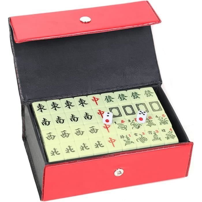 Portable Jouet Chinois Mahjong 144 Tuiles Majiang Board Set Majong Jeu ...