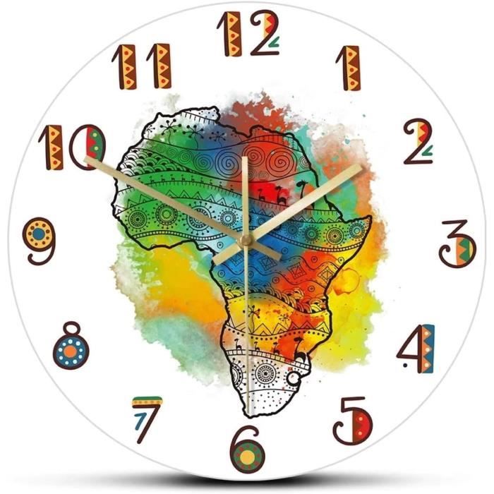 Horloge Murale Texturée Carte De L'Afrique Horloge Murale Design ...