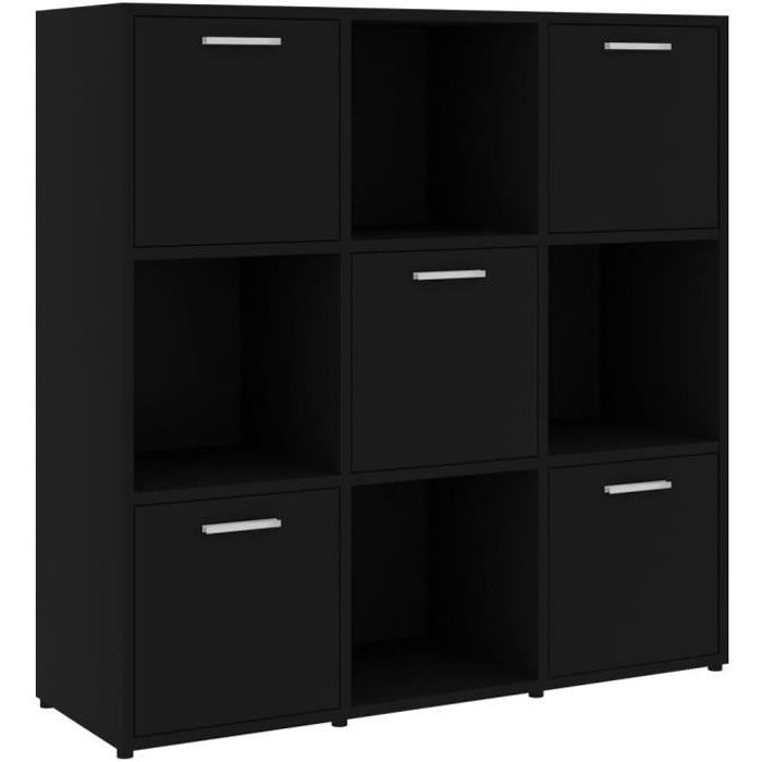Bibliothèque Meuble de rangement Noir 90x30x90 cm Aggloméré - Cdiscount ...