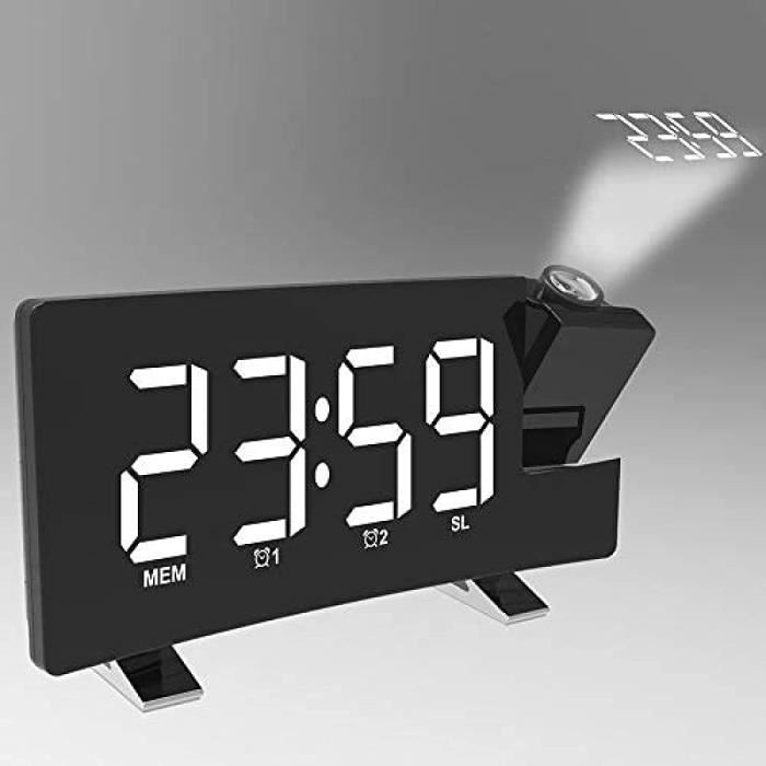 Réveil À Projection avec Port De Charge USB, Radio-réveil 15 FM, 4 ...