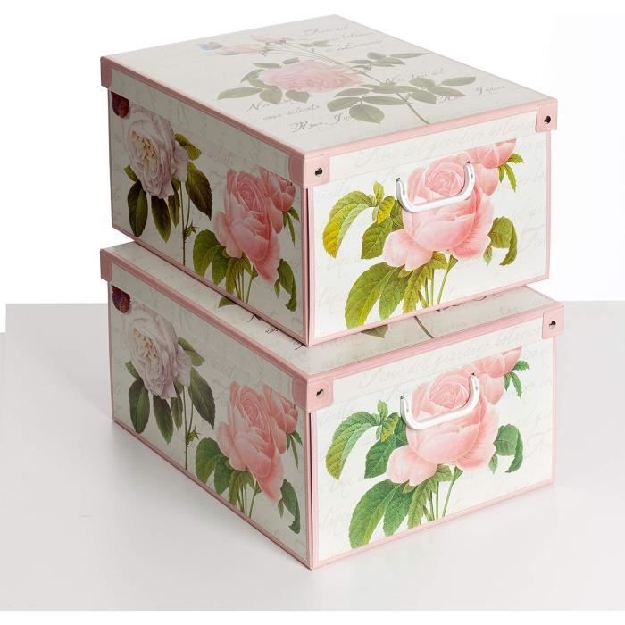 Lot De 2 Boîtes De Rangement En Carton, Avec Couvercle, Pour Ranger ...