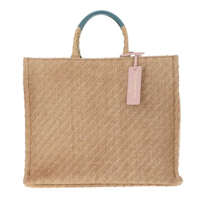 COCCINELLE Never Without Bag Rafia Handbag Natural / Aqua [167921 ...