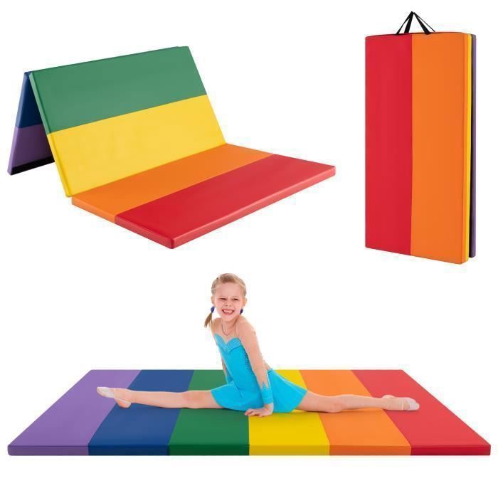 Tapis de Gymnastique Pliable COSTWAY 180 x 120 x 4 cm-3 Plis-en Mousse ...
