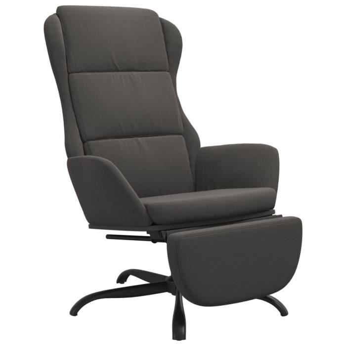 Chaise de relaxation et repose-pied Gris foncé Tissu microfibre-S5903 ...