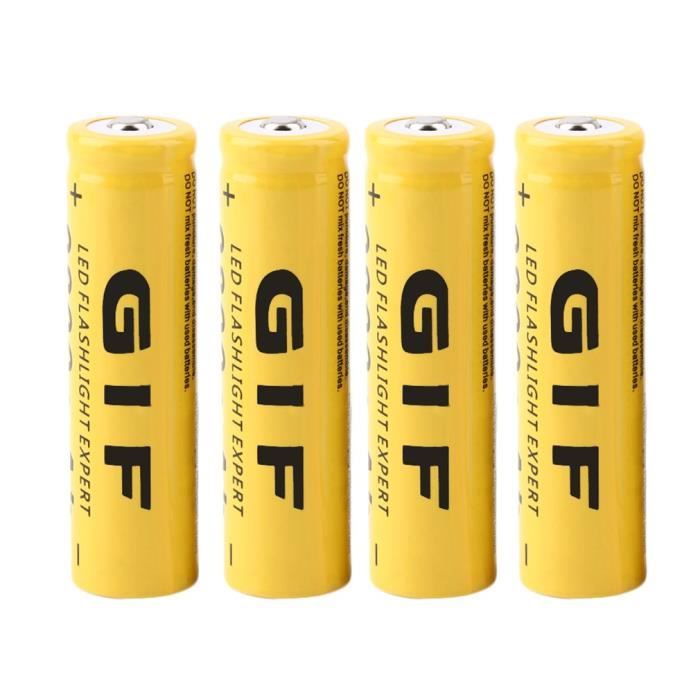 4 PCS 3.7V 18650 GIF 9800mAh PILES rechargeable Li-ion pour lampe de ...