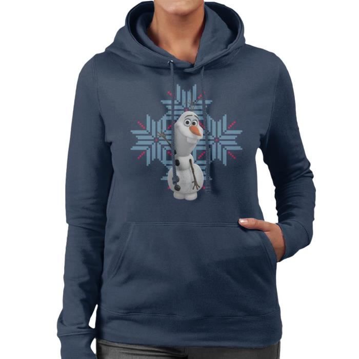 Disney Frozen Olaf Snowflake Background Design Women's Hooded ...