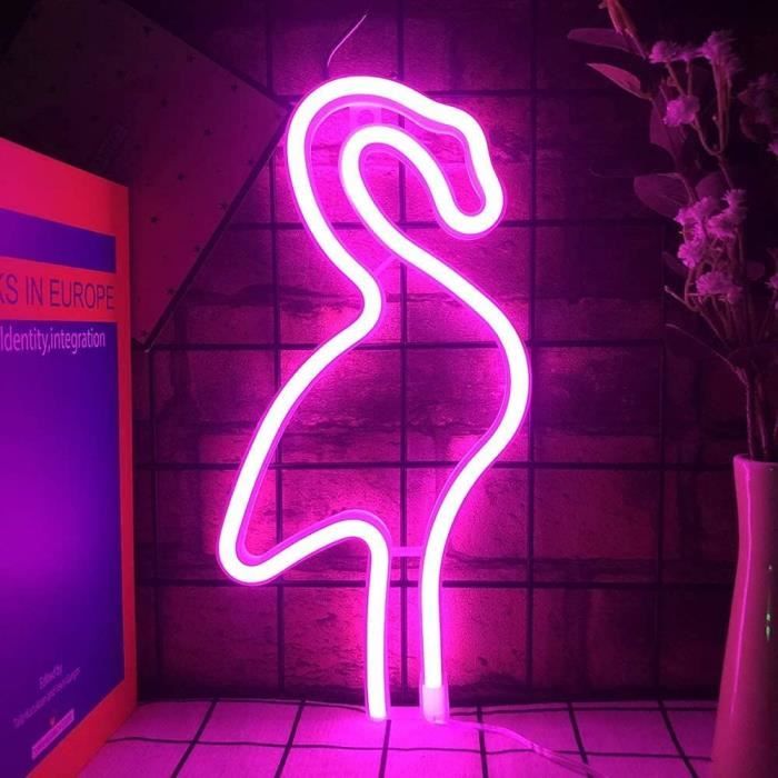 Flamingo Lampe Néon Rose Flamant Rose Néon Veilleuse Led Fluo ...