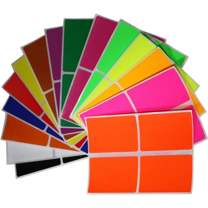 Gommettes Étiquettes Autocollantes Rectangulaires 15 Couleurs Environ 7 ...
