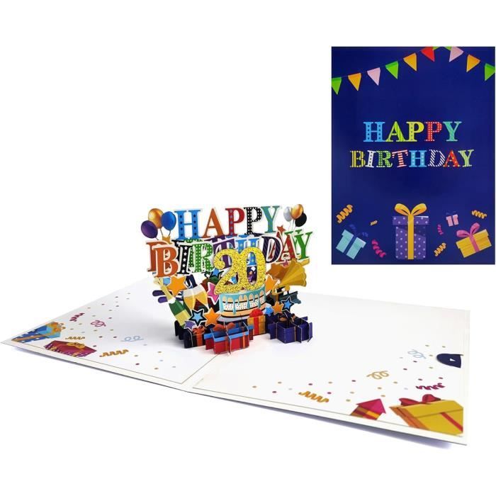 20E Carte Anniversaire Pour Homme, 3D Pop Up Carte De Voeux D ...