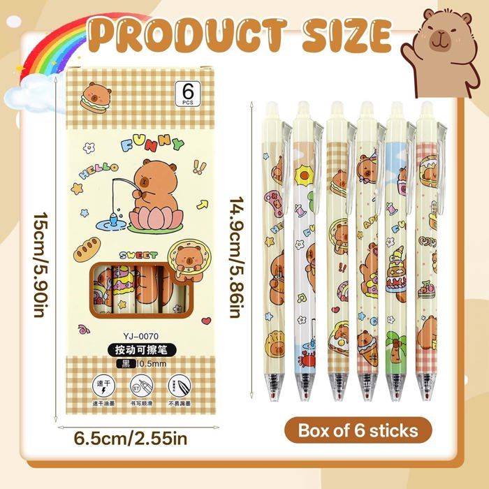 Capybara Papeterie,12 stylos Stylo Kawaii Capybara,Papeterie Capybara ...