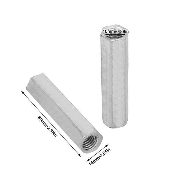 Écrou Hexagonal De Couplage Crous Longs Filetés 10 Mm Filetage M10 Crous À Tige Longue Acier Au ...
