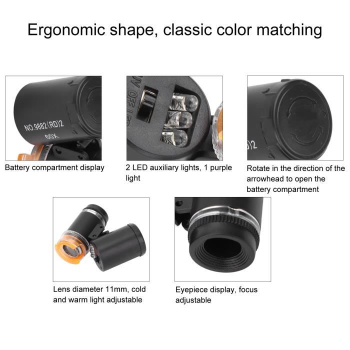 CHG® microscope de bijoux, microscope d'identification de bijoux 60X ...