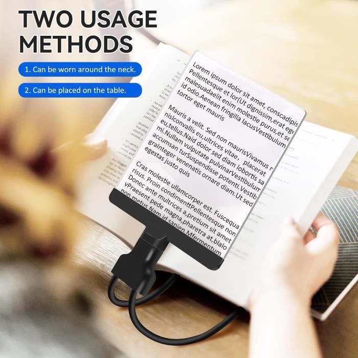Loupe Mains Libres pour la Lecture, 5X Volets grossissants pour Les Personnes âgées, avec 6.7 "x ...