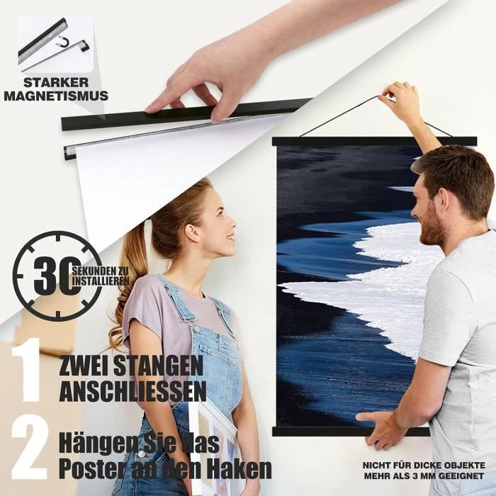 B0 Cadre Poster Magnétique 100 CM, 100x70 100x50 Cadre Photo Aimanté en ...
