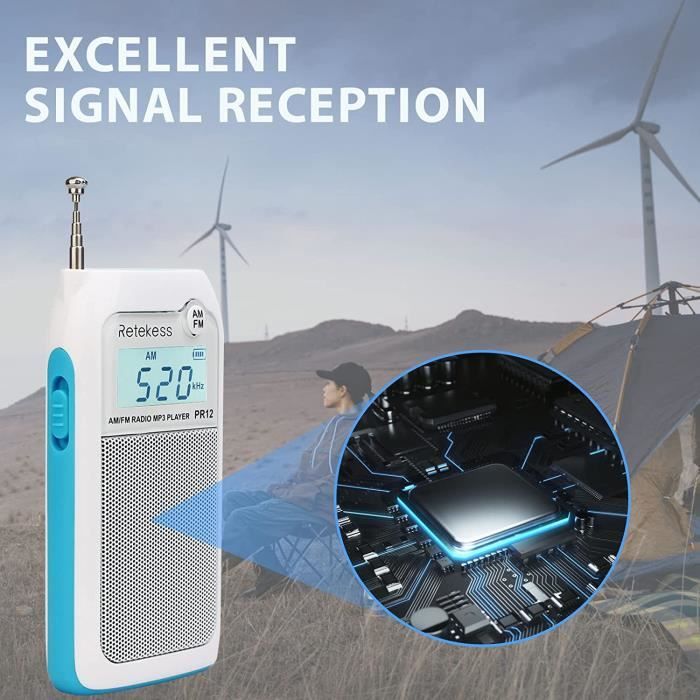 PR12 Mini Radio Portable, Petit Poste Radio Vintage, AM FM DSP ...