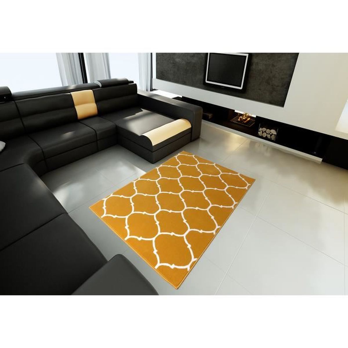 Tapis salon CLASSIQUE ORIENTAL jaune moutarde DEBONSOL - 160x225cm ...
