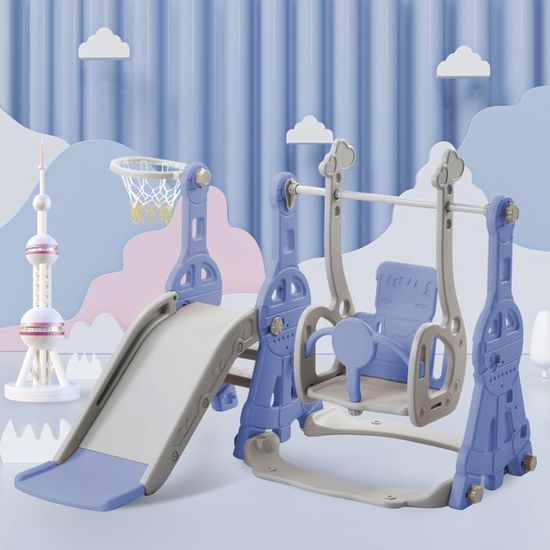 Toboggan - Toboggan pour enfants 4 en 1 avec support de basket-ball - échelle d'escalade - pour ...