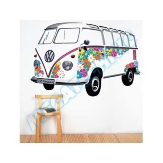 Stickers muraux VW Combi Split flower PVC 180 x 120 cm - Cdiscount Maison
