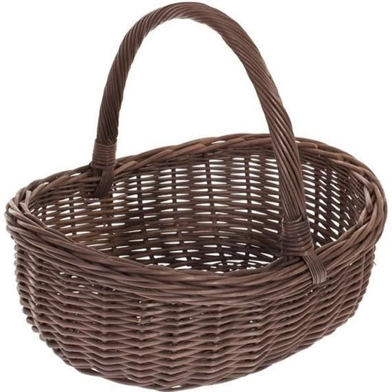 Panier en osier gris avec anse,Panier gondole de courses en osier ...